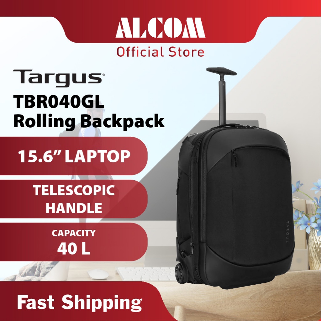 TARGUS TBR040GL 15.6" EcoSmart Traveler Rolling Backpack with 40L ...
