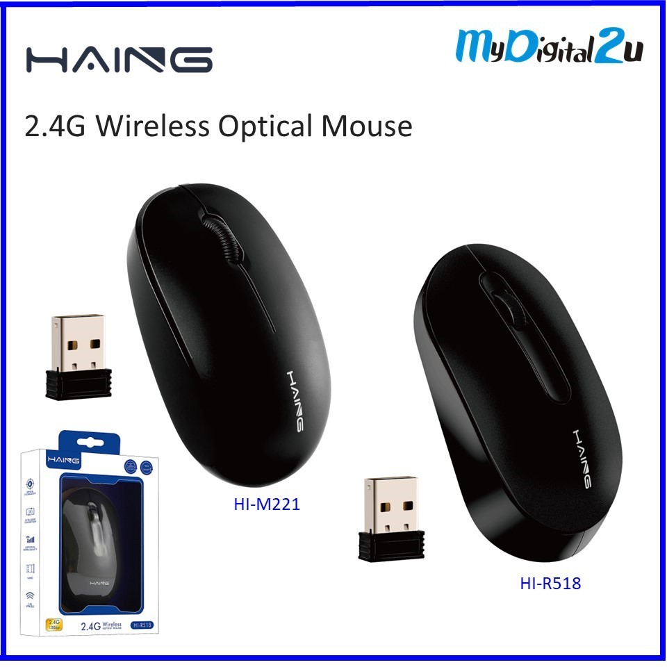 Haing 2.4G M221 & R518 Wireless Optical Mouse (Black) | Shopee Malaysia