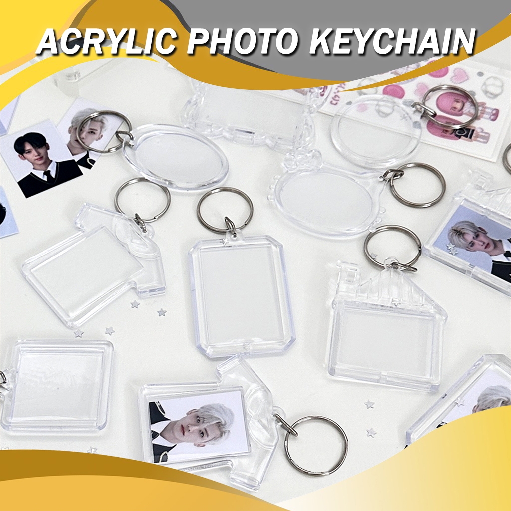 NEW Acrylic Photo Insert Keychain Rectangle Square Circle Openable 1 ...