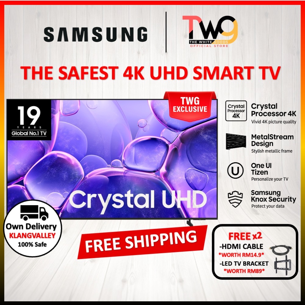 [FREE SHIPPING + 2 GIFT][2025] Samsung 43" 50" 55" 65" 75" UE100F 4K Crystal UHD Smart LED TV ...