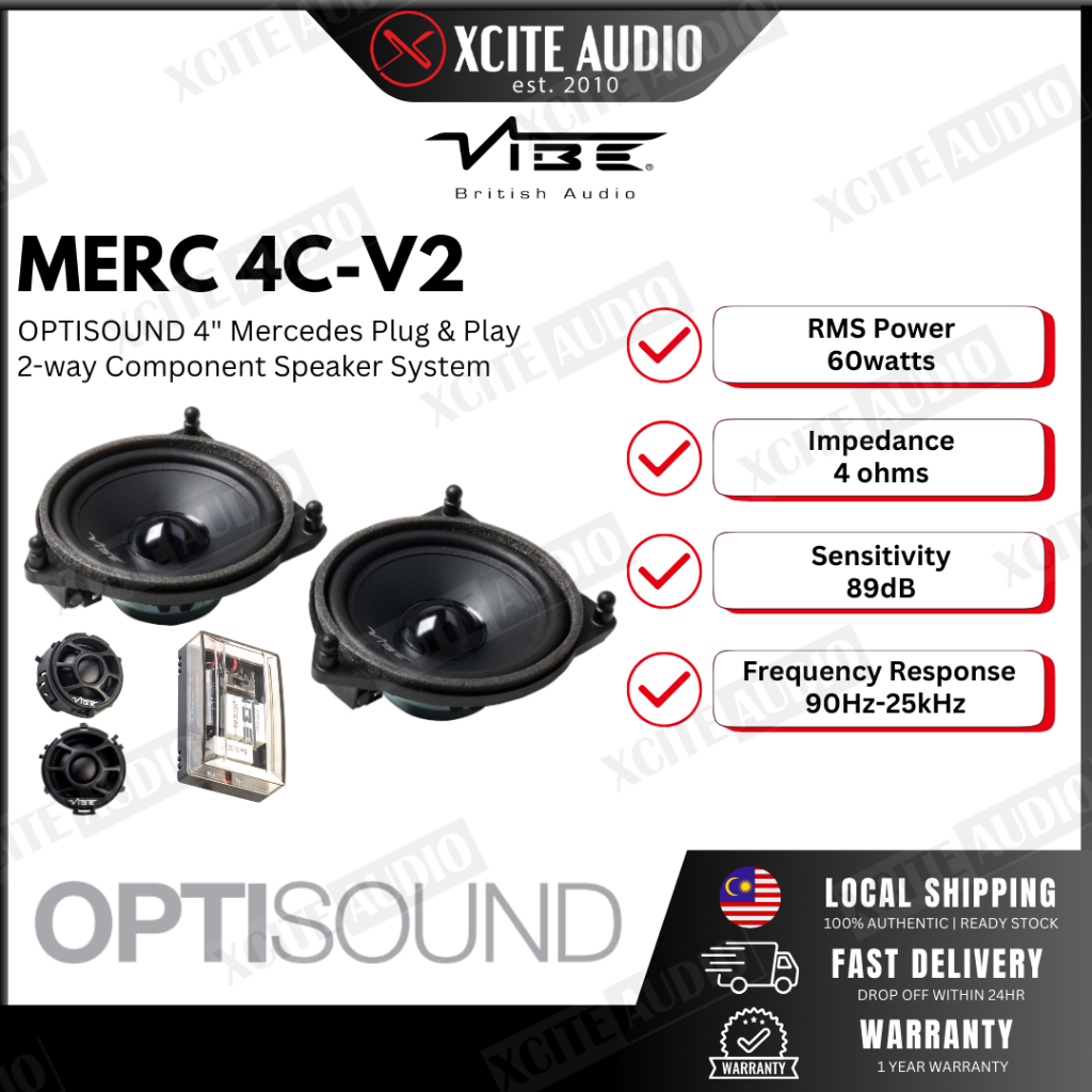 VIBE MERC 4C-V2 - OPTISOUND 4" Mercedes Plug & Play 2-Way Component ...