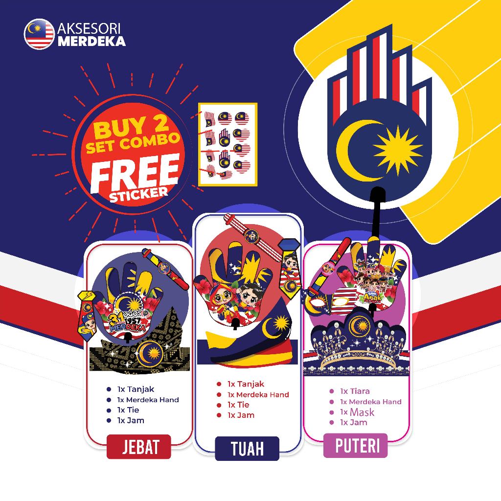 [ COMBO FREE STICKER ] KIPAS TANGAN MERDEKA | TANJAK | TIARA | TOPENG ...