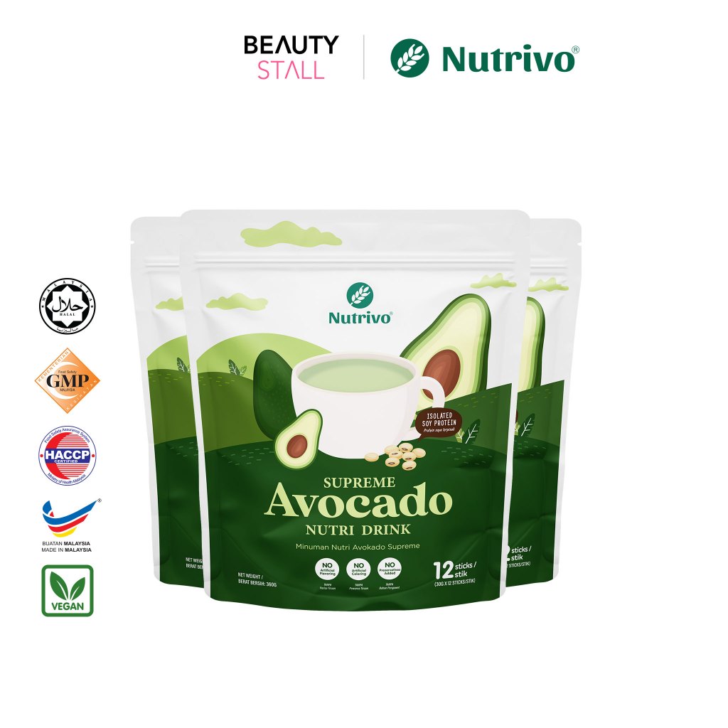 Nutrivo Supreme Avocado Nutri Drink (30g x 12s x 3 bag) | HALAL Healthy ...