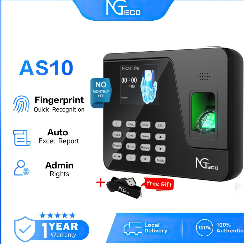 NGTeco 1000 User Fingerprint Time Attendance Machine Punch Card Machine ...