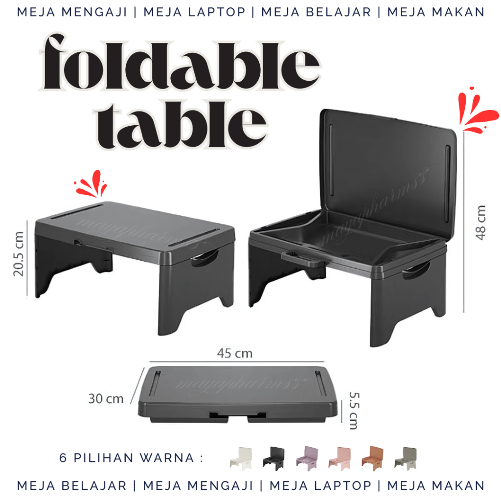 REHAL MEJA MODERN PLASTIC FOLDABLE DESK WITH STORAGE (READY STOCK ...
