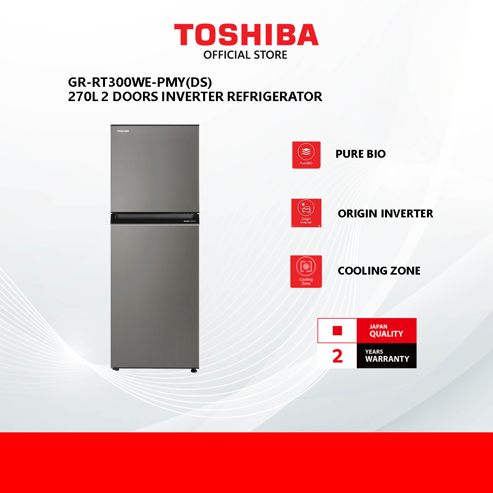 Toshiba GR-RT300WE-PMY(DS) 270L 2 Doors Inverter Refrigerator (Dark Silver)/Peti Sejuk/ 冰箱 ...