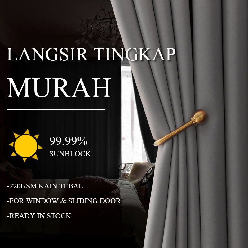 Lovhome Langsir Tingkap Murah Langsir Sliding Door Blackout Curtain 95% ...