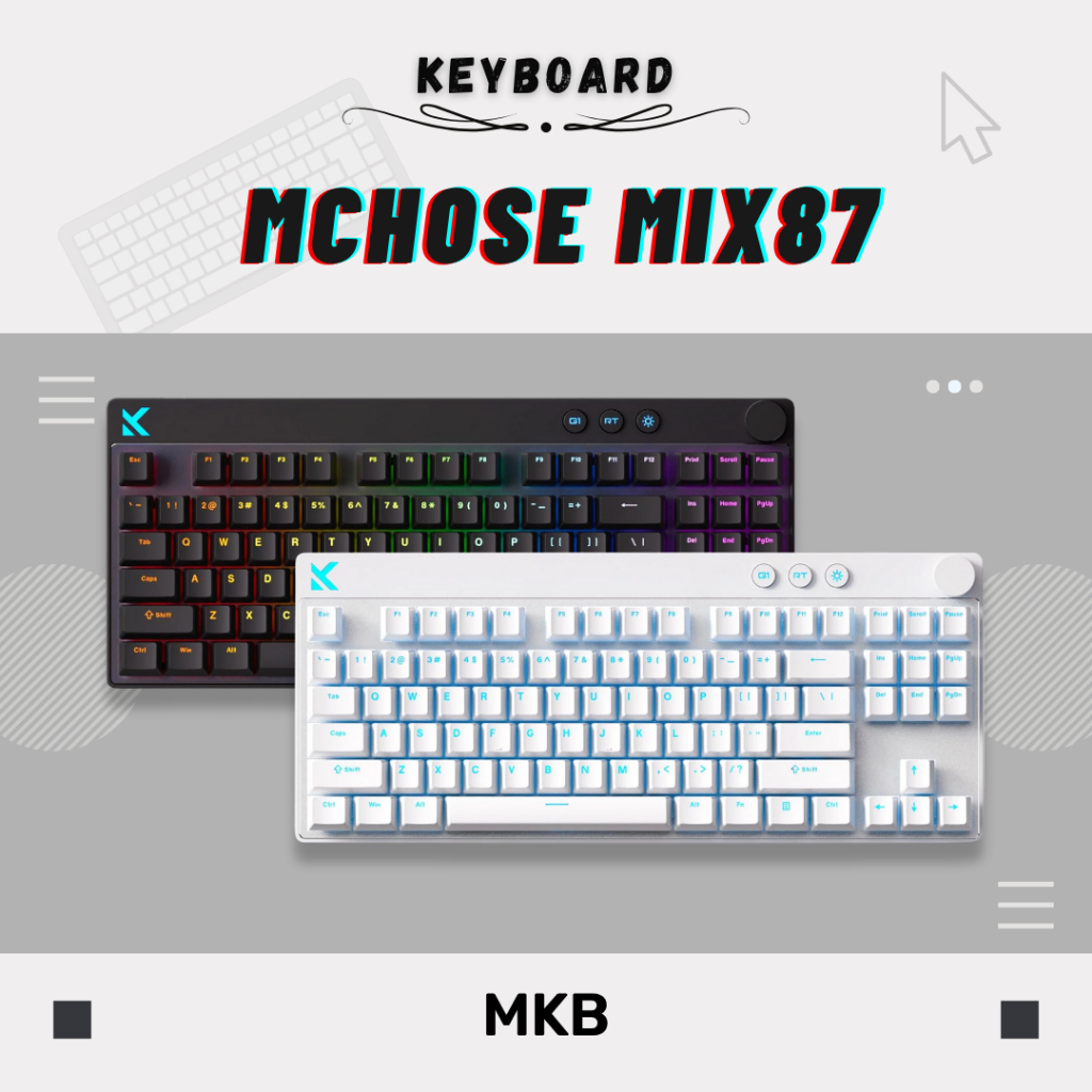 Mchose Mix 87 80% Layout TKL Hall Effect Knob Function Key 8K Polling ...