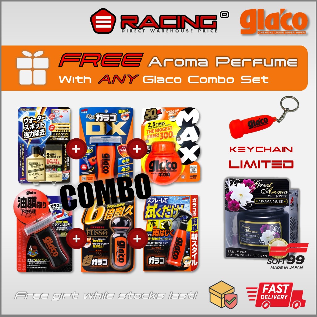 [FREE PERFUME🎁]SOFT99 Glaco Combo Set - ROLL ON MAX / ULTRA GLACO / GLASS COMPOUND / GLACO DX ...
