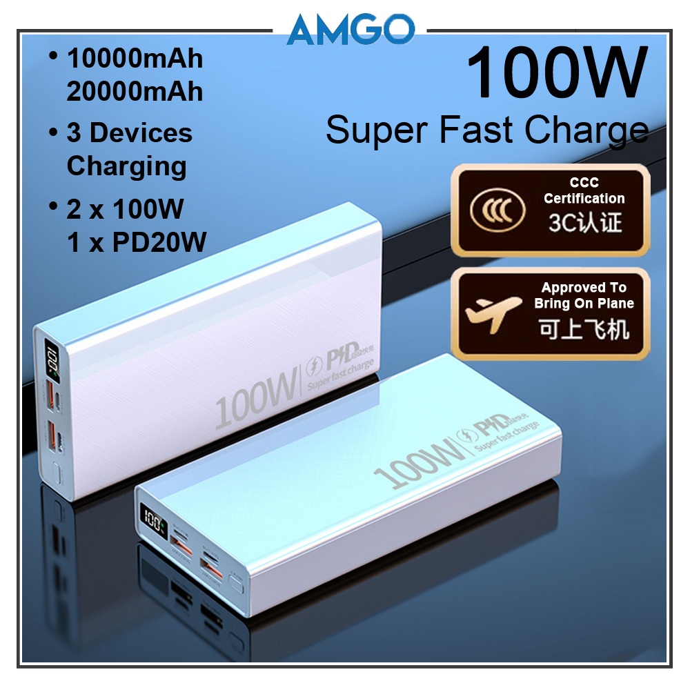 AMGO 3C Certified Powerbank 100W 20000MAH Fast Charging Portable Power ...
