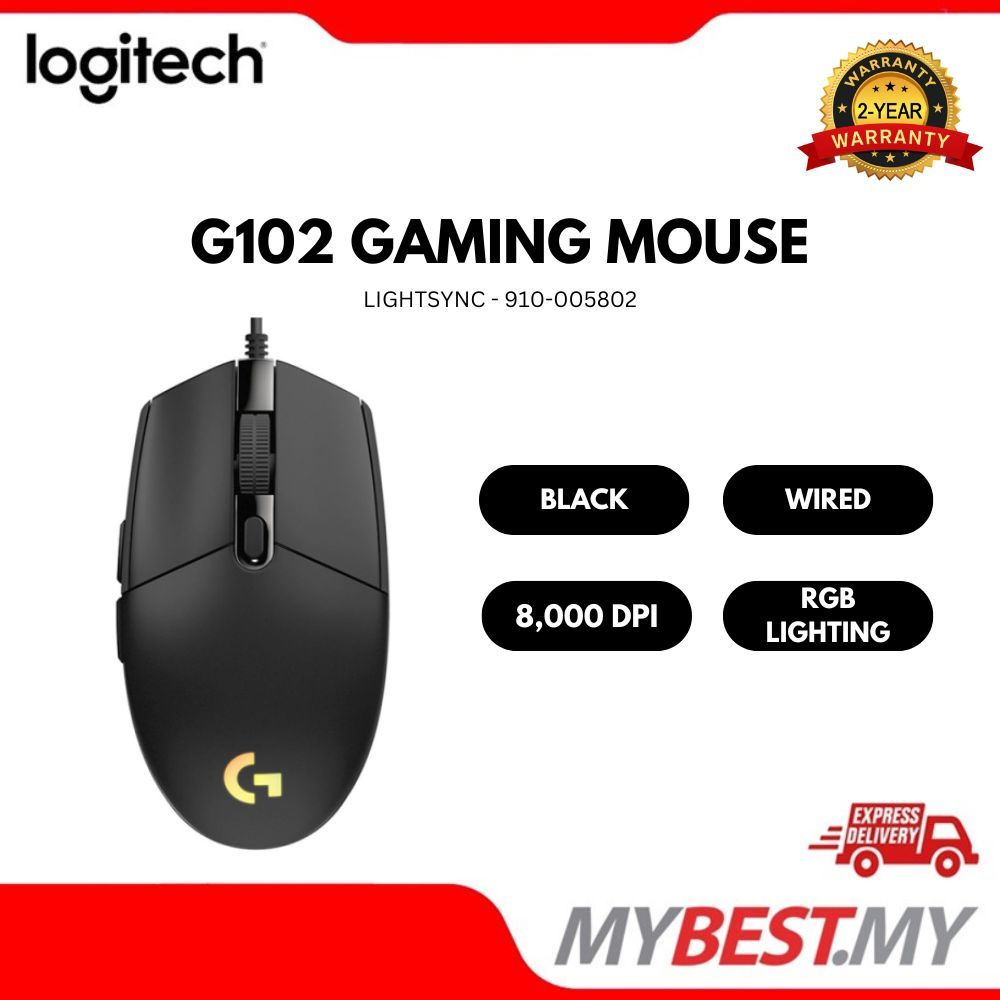 Logitech G102 Lightsync Gaming Mouse Wired Black (910-005802) | Shopee ...