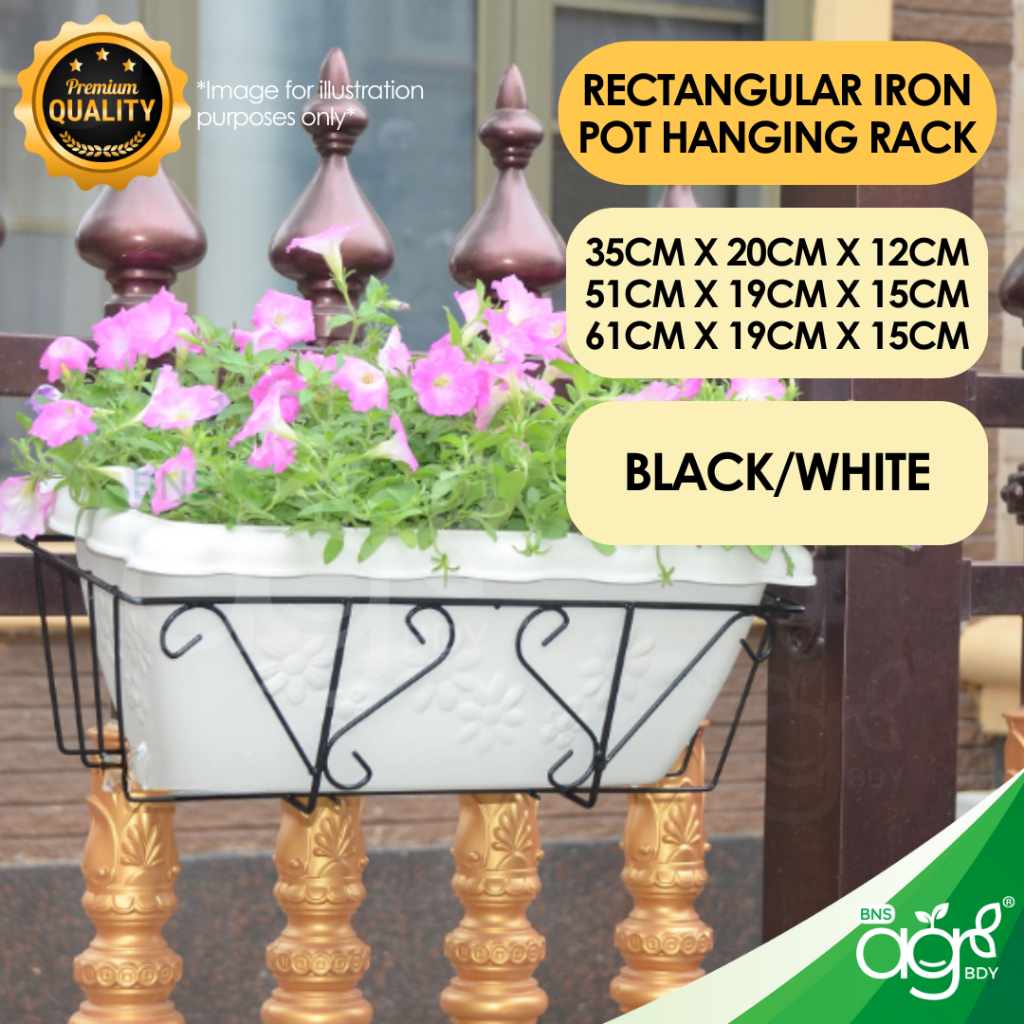 AgroBuddy Rak Besi Gantung Pasu Bunga Segi Empat Panjang| Flower Pot ...