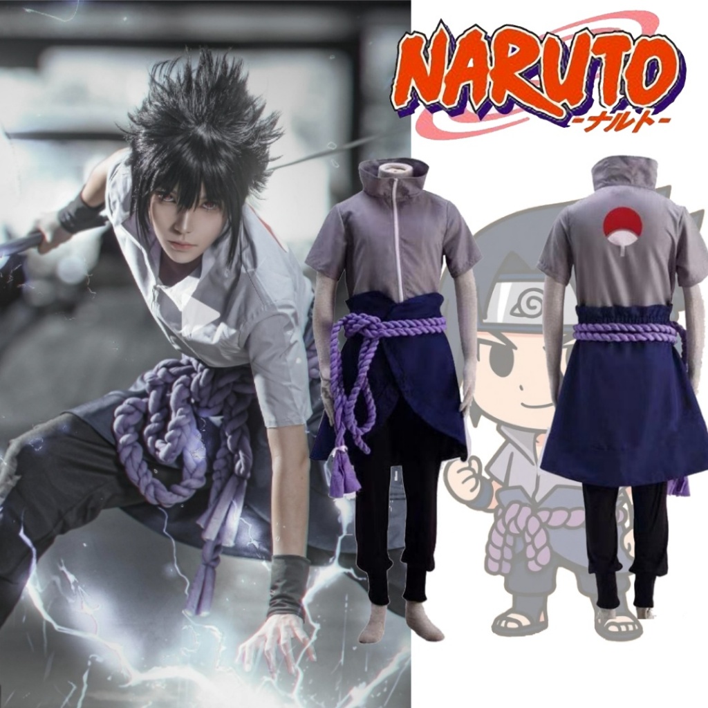 Kostum Anime Sasuke Cosplay Set Penuh untuk Uniseks Pakaian Parti ...
