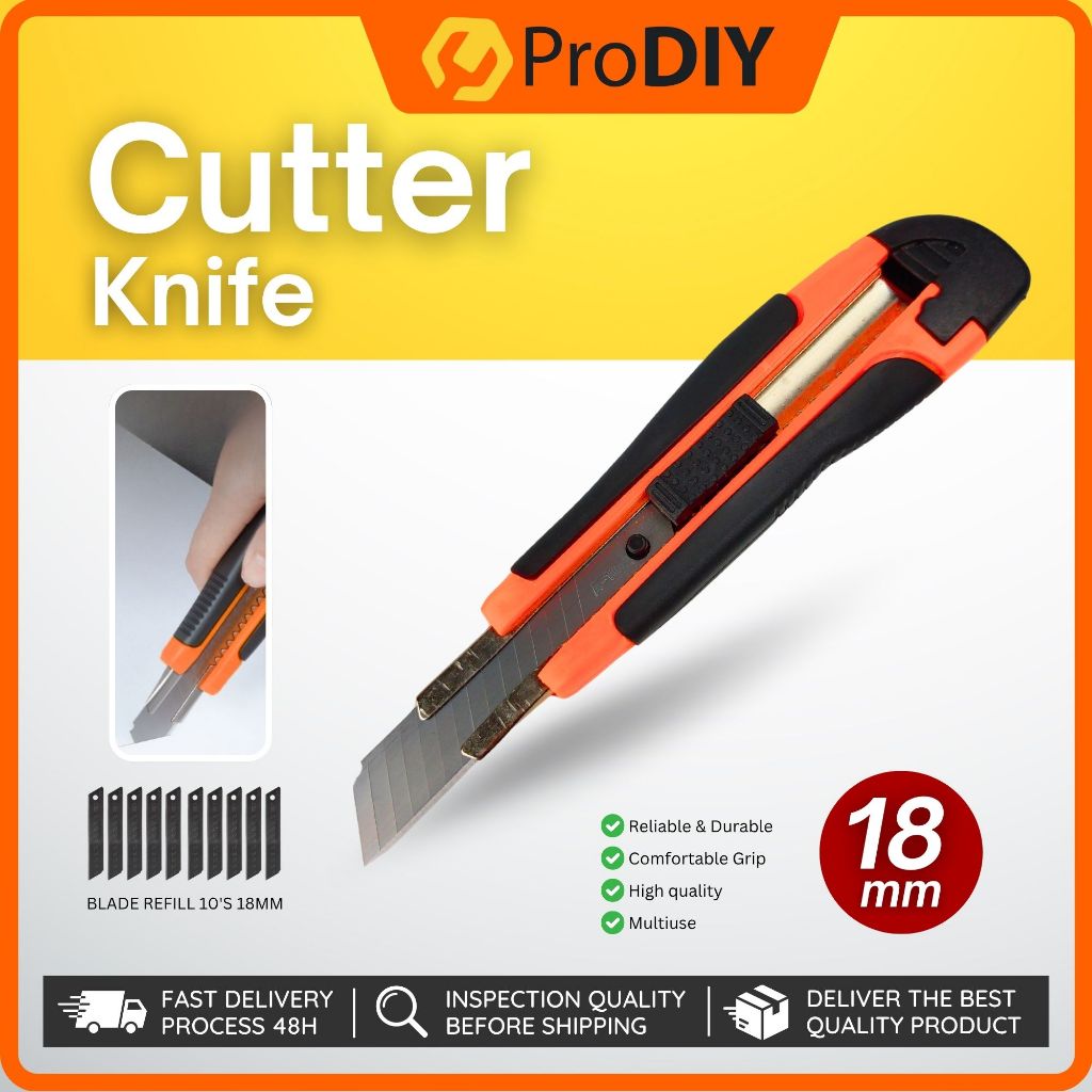 Cutter Knife Cutter Blade Paper Cutter Auto Lock Retractable Pisau ...
