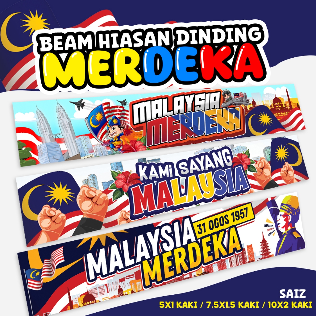 Banner Beam Merdeka 5x1 Kaki / 7.5X1.5 Kaki / 10x2 Kaki | Hiasan ...