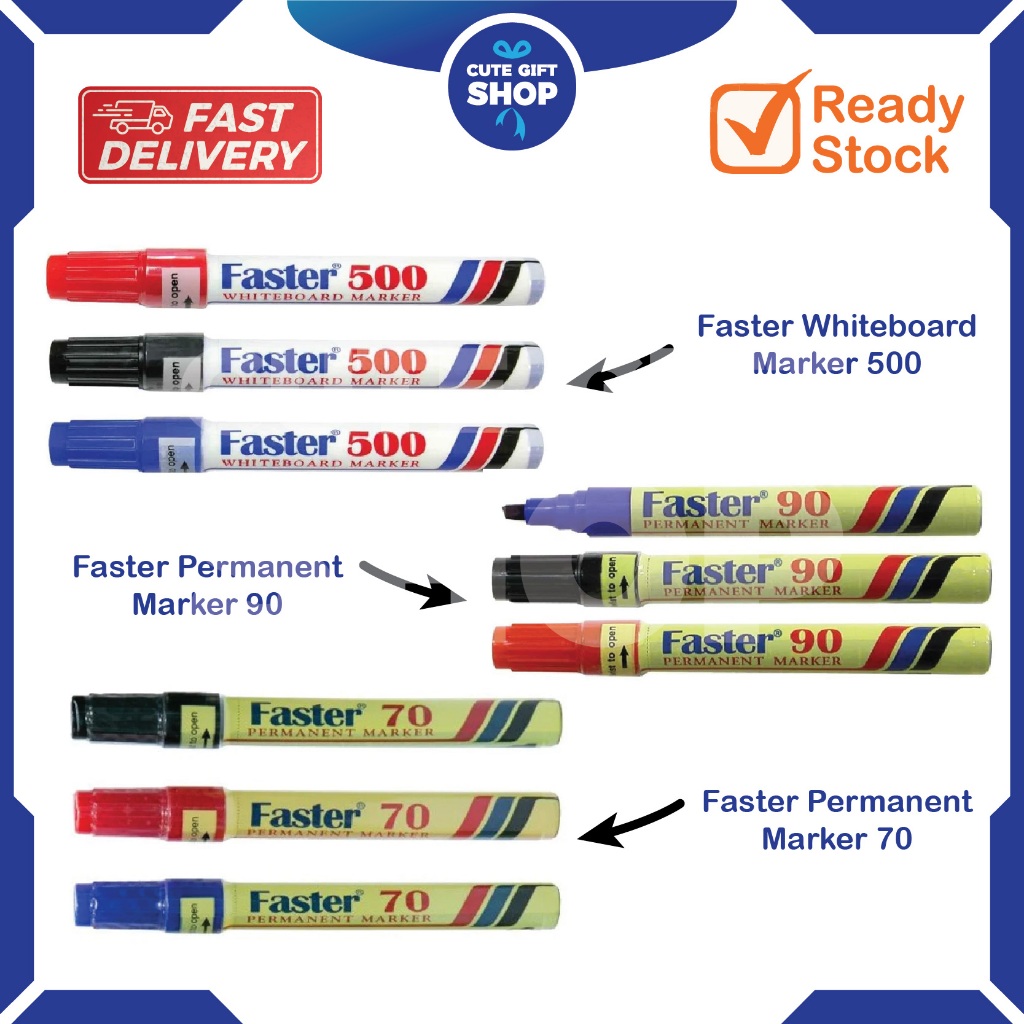 FASTER WHITEBOARD/PERMANENT MARKER PEN 70/90/500 3 COLOURS [1PCS] red ...