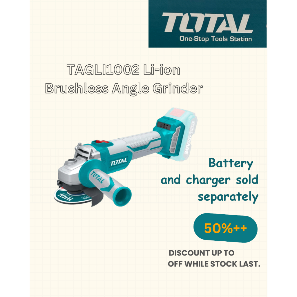 TOTAL P20S Lithium-ion Brushless Angle Grinder TAGLI1002 (with ...