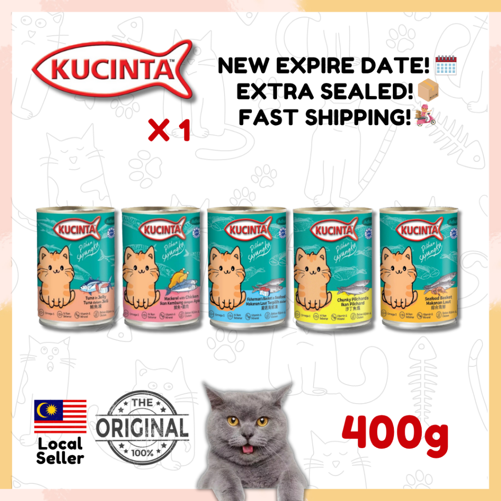 🌟100% ORIGINAL🌟 KUCINTA CAN WET FOOD / MAKANAN KUCING /WET FOOD 400G ...