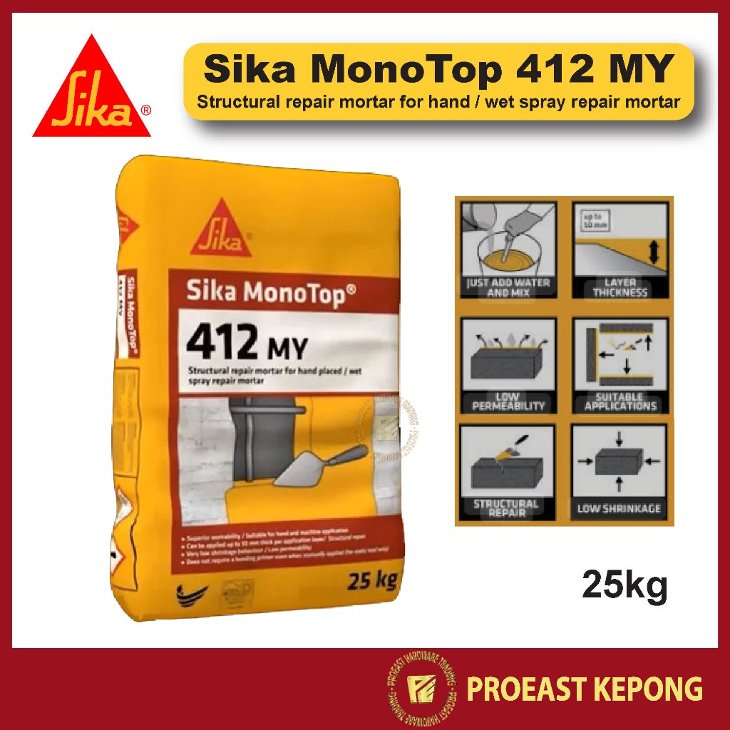 SIKA MONOTOP 412 MY Structural Repair Mortar for hand placed / Wet ...