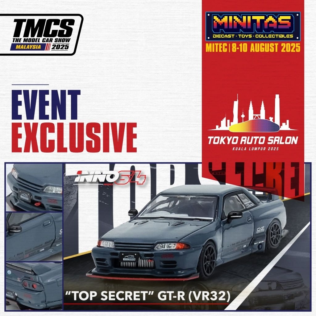 Inno Model 1/64 Nissan Skyline GTR R32 Top Secret Gray Grey TAS Tokyo ...