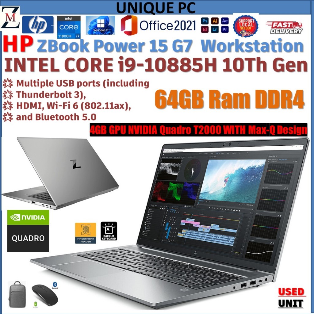 HP Zbook Power G7 Workstation Gaming Laptop-CORE i9-10885H 10Th Gen ...
