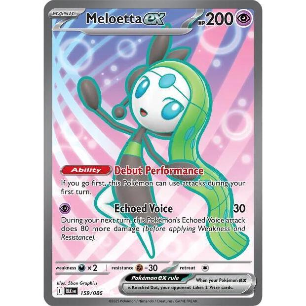 Pokemon tcg Meloetta ex - 159/086 - SV: Black Bolt (BLK) Full Art rare ...