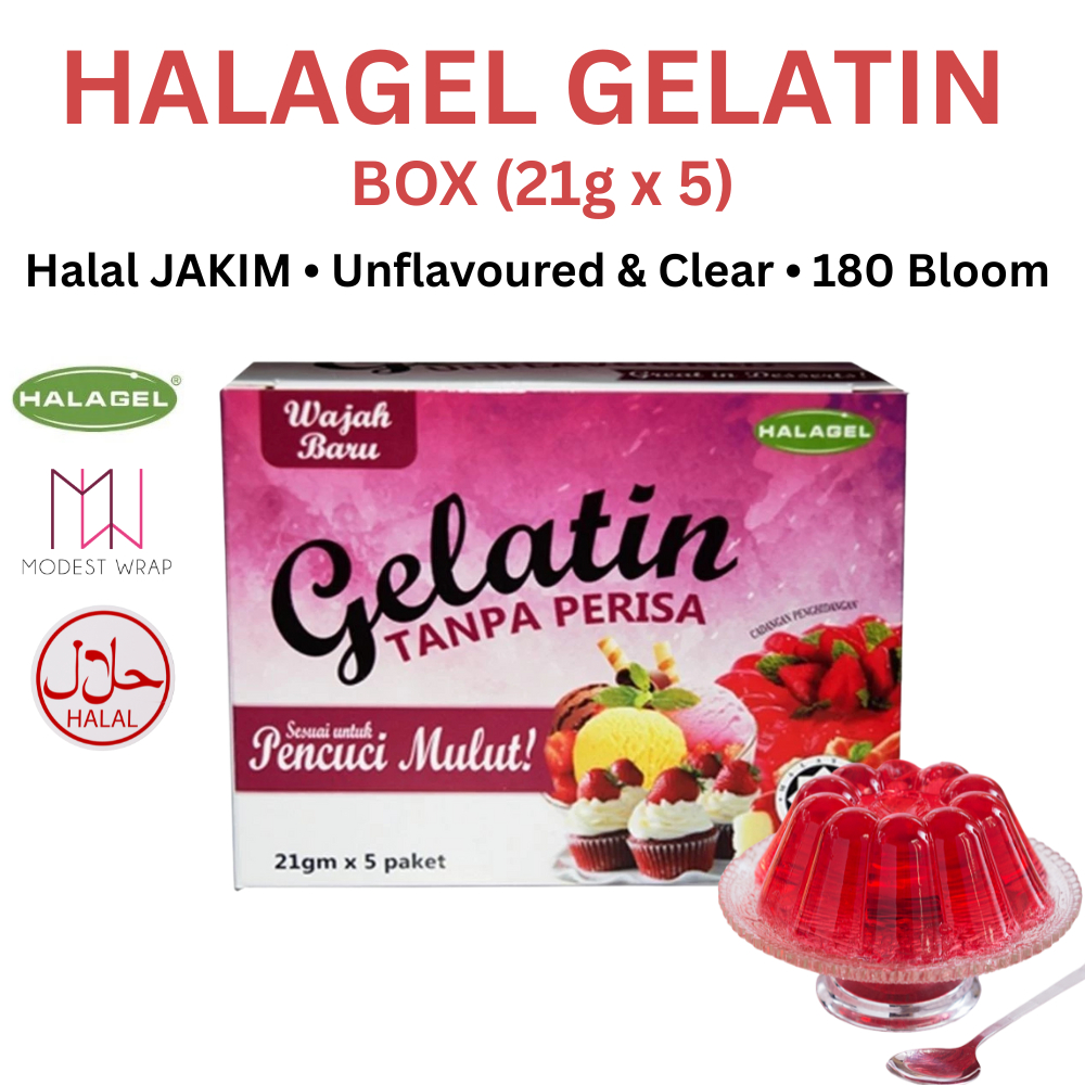 HALAGEL Gelatin Halal Powder Unflavored Clear Bovine Baking Serbuk ...