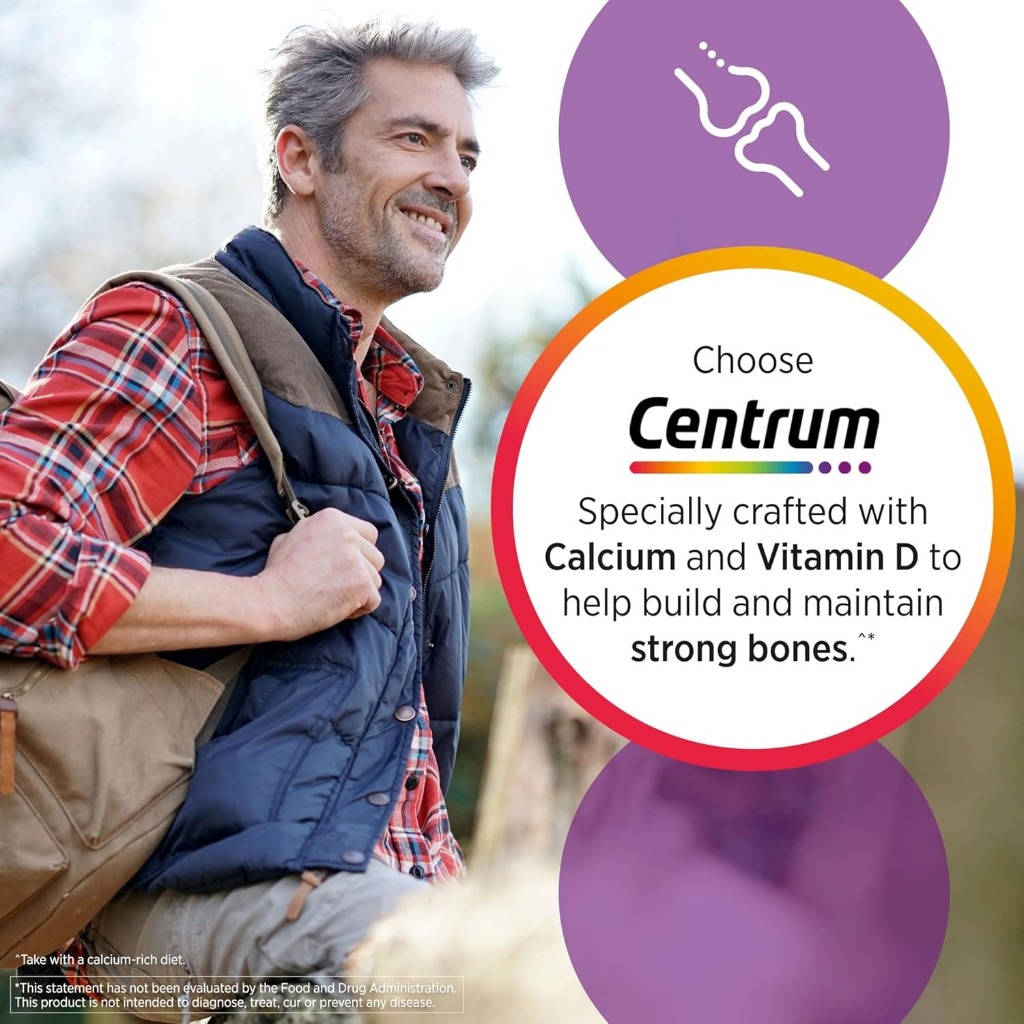 Centrum Silver Men's 50+ Multivitamin with Vitamin D3, B-Vitamins, Zinc ...