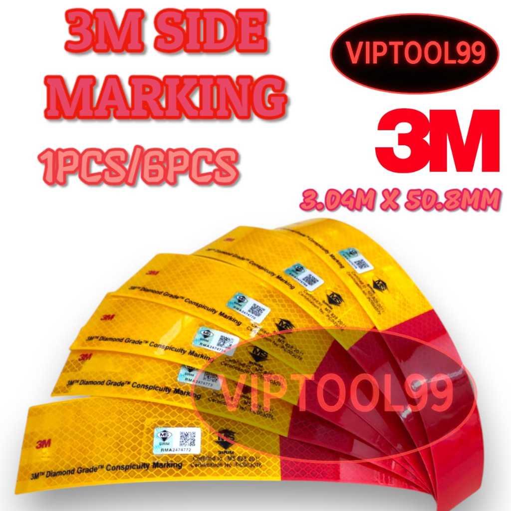 (6 PCS 1 SET) 3M Side Marking With SIRIM Reflective Sticker TYPE 5 / J5 ...