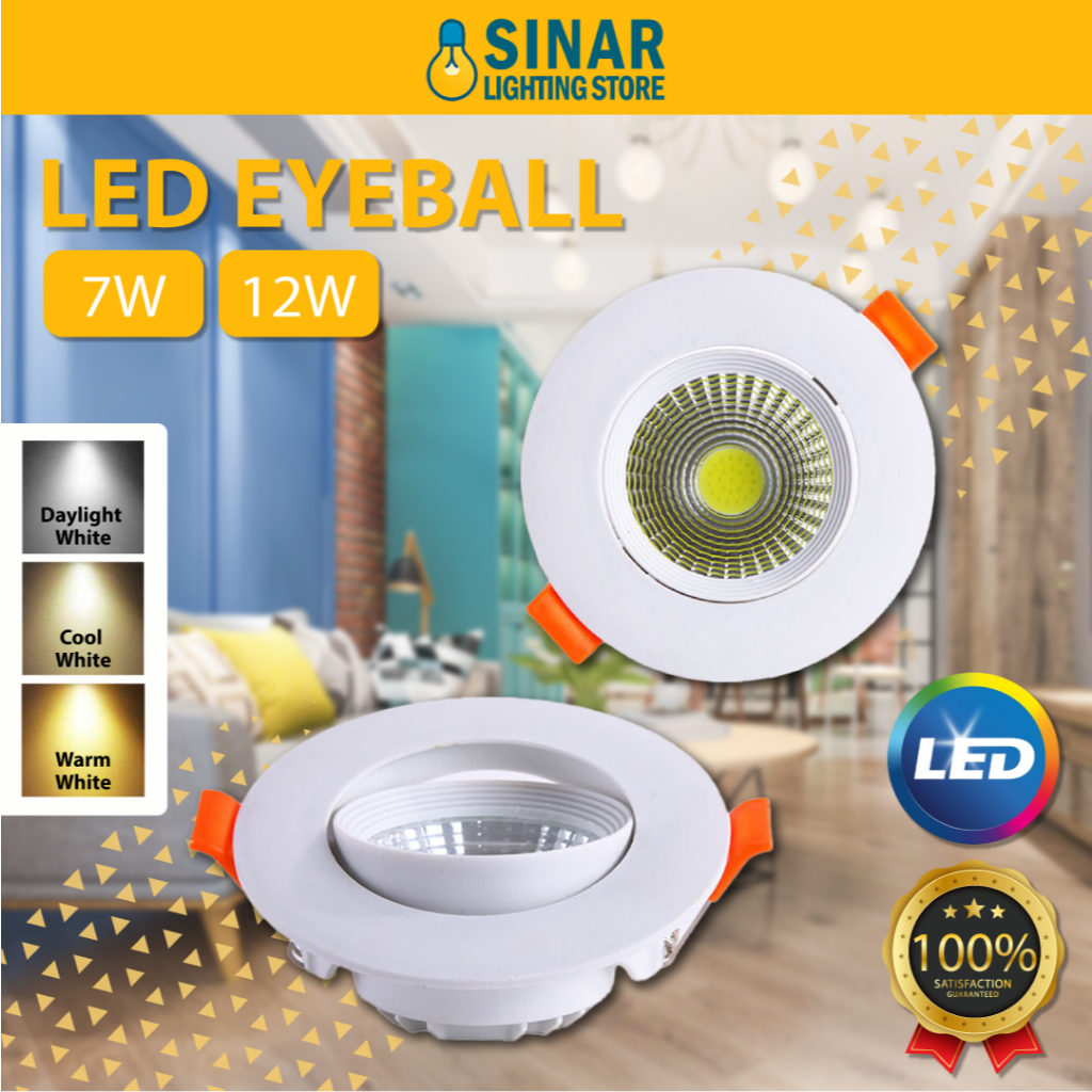 3 Color Temperature LED Eyeball Recessed Spotlight Downlight 7W & 12W ...