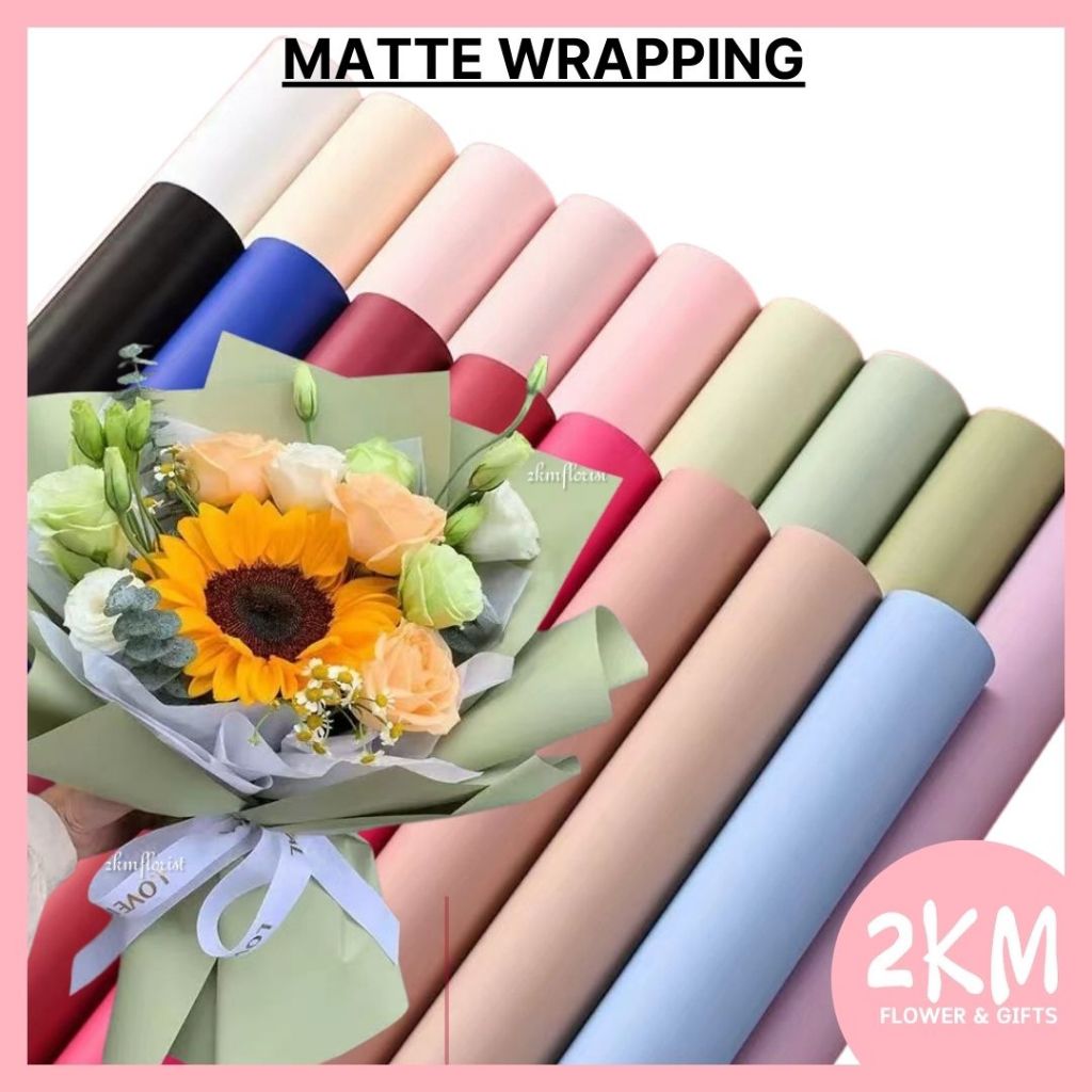 (20PCS) MATTE Plain Waterproof Flower Wrapping Paper Bouquet Gift ...