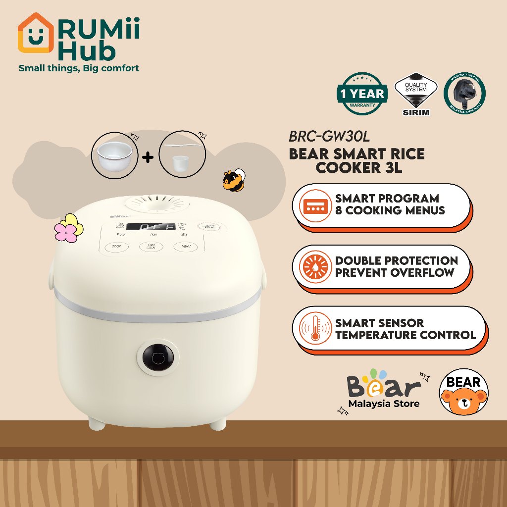 RUMii 🏠 Bear Smart Rice Cooker BRC-GW30L Rice Cooker Small Mini Rice ...