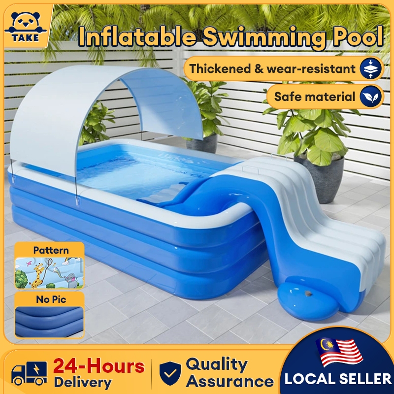 TAKE Kolam Mandi Budak Family Inflatable Swimming Pool Kids with slide ...