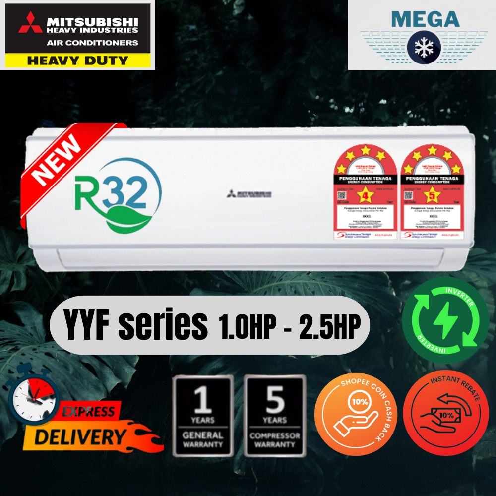 Mitsubishi Heavy Industries R32 Inverter YYF/YYP/YXS Series (1.0HP - 3.0HP) | Shopee Malaysia