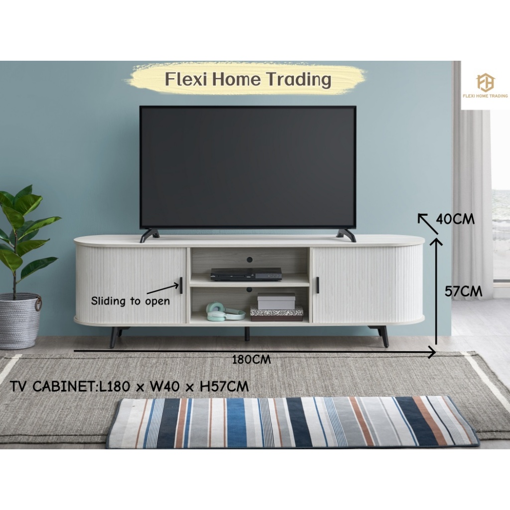 Muji Style TV Cabinet Sliding Door TV 6FT Coffee Table 4FT | Shopee ...