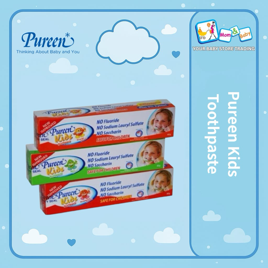 *PUREEN* Kids Toothpaste 40g, 75g , ( Orange ), ( Strawberry ), ( Mint ...
