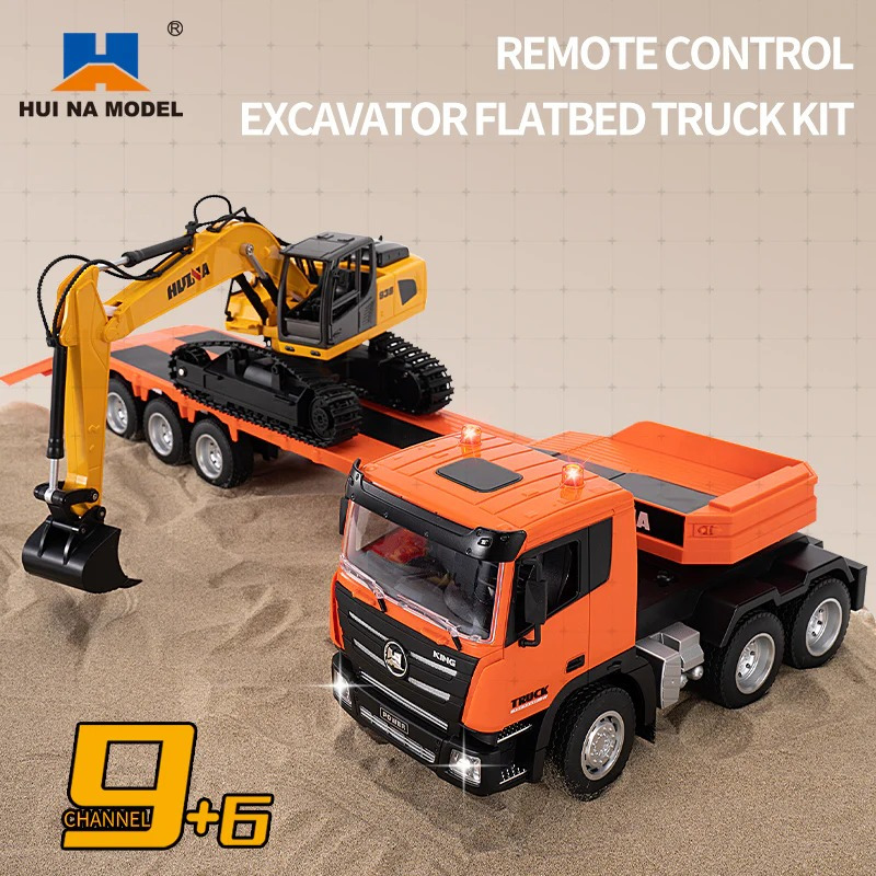 HUINA 1319 1:18 Scale 9-Channel Remote Control Flatbed Trailer Truck ...