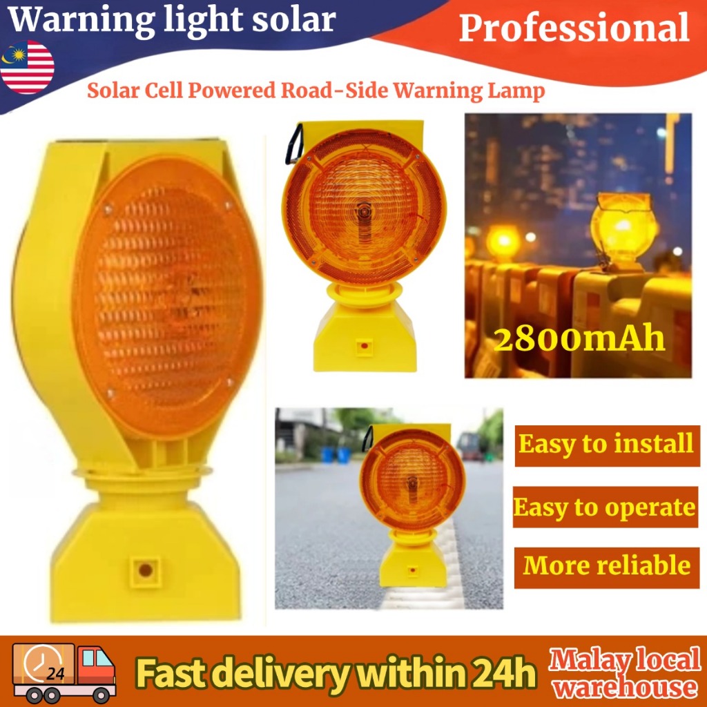 Road Safety Light Road Warning Lamp Solar Power Beacon Light Flashing ...