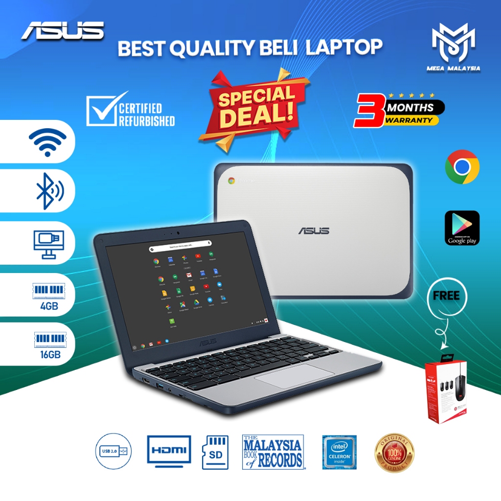 ASUS C202S White Laptop/Chromebook || 4GB RAM 16GB SSD 11.6 Display ...