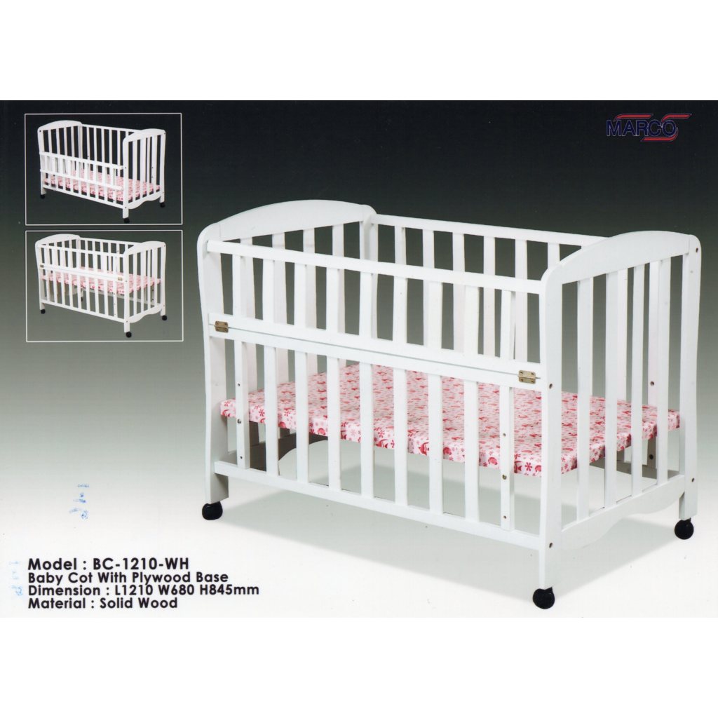 WHITE Baby Cot With Plywood Base BC1210WH | Shopee Malaysia