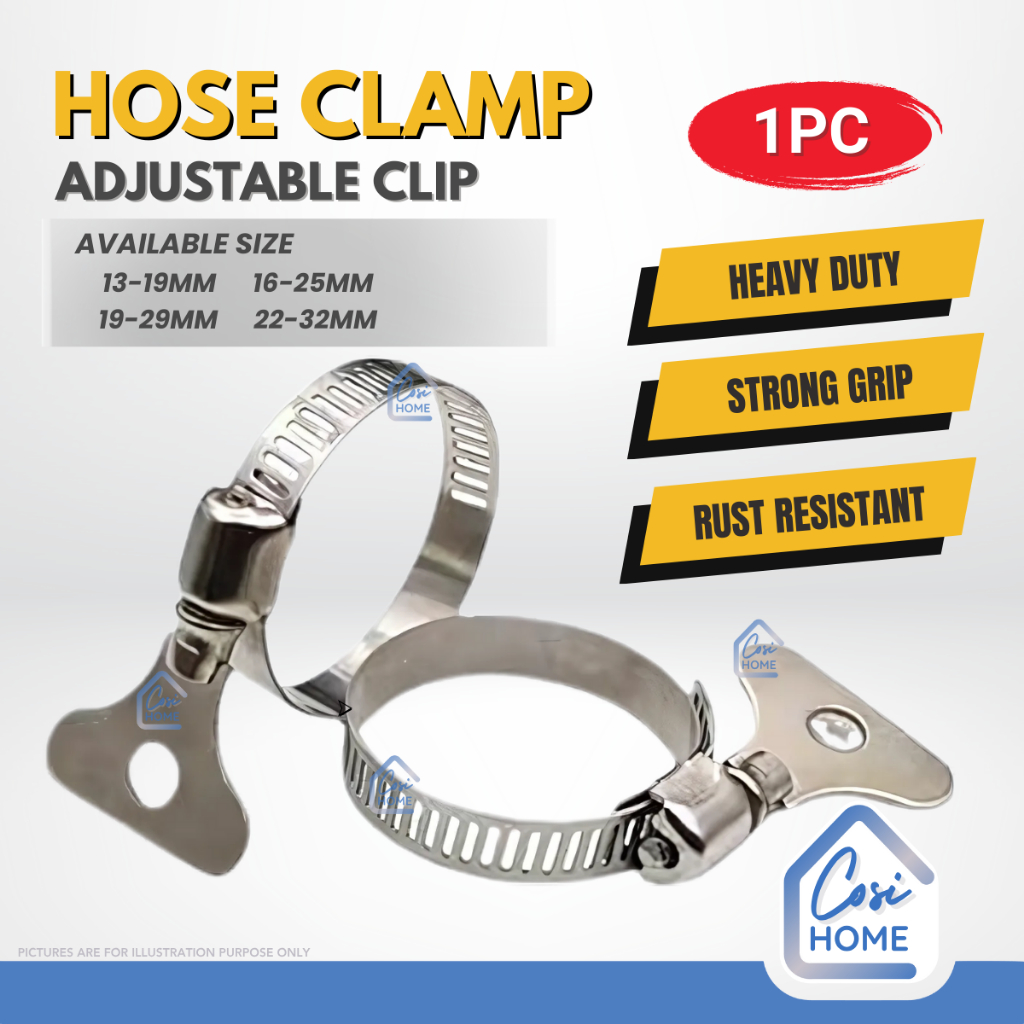 Hose Clamp Stainless Steel Adjustable Klip Paip Air, Gas dan Auto Hose ...