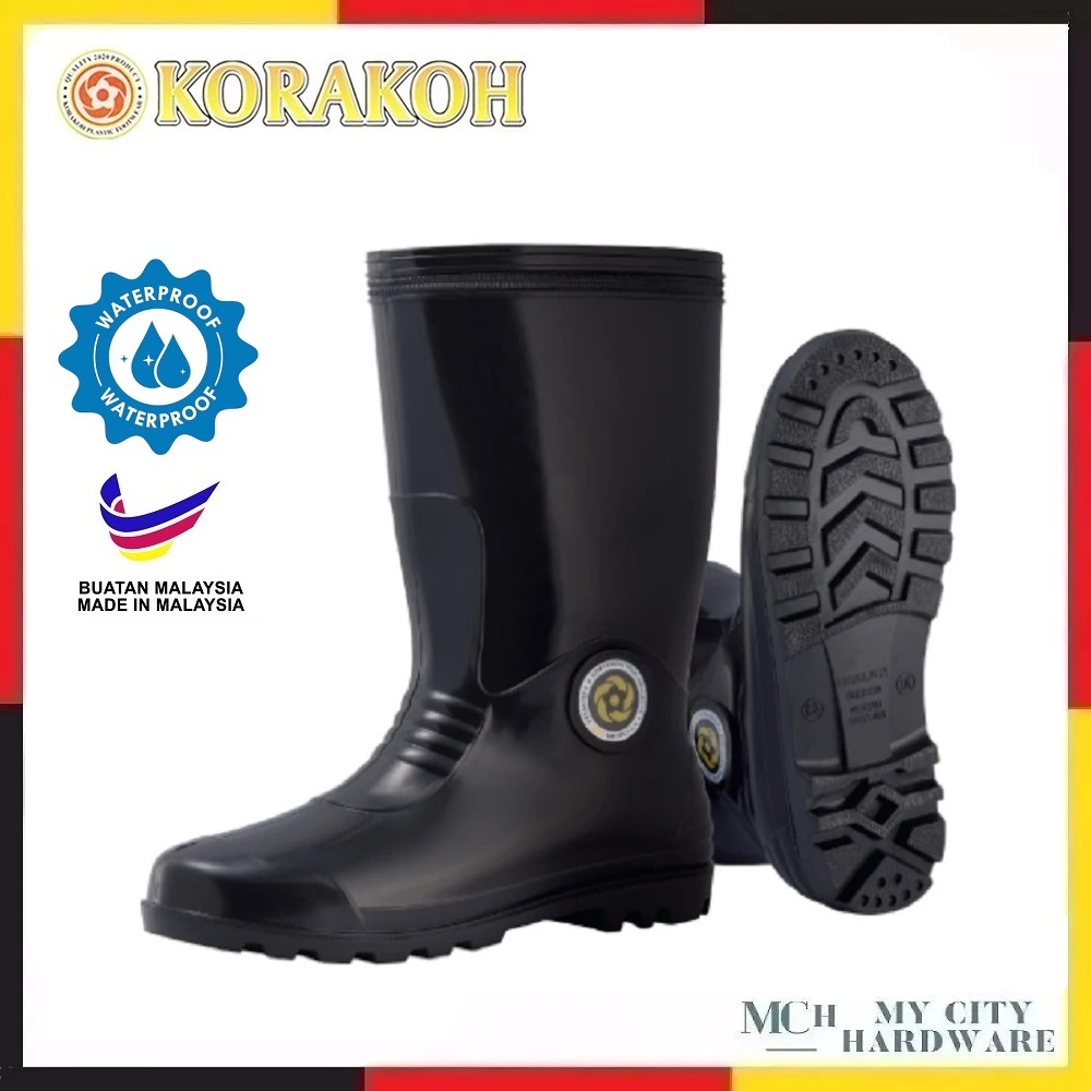 KORAKOH M6000# Black Rain Boots / Rubber Boot / Kasut Getah | Shopee ...