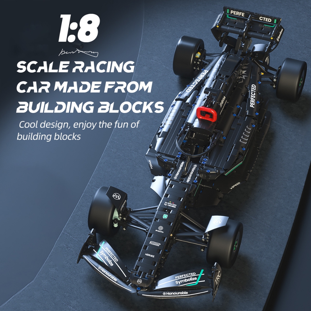 LELE TOP 1:8 Mercedes-AMG F1 W14 E Building Block Car Compatible with ...