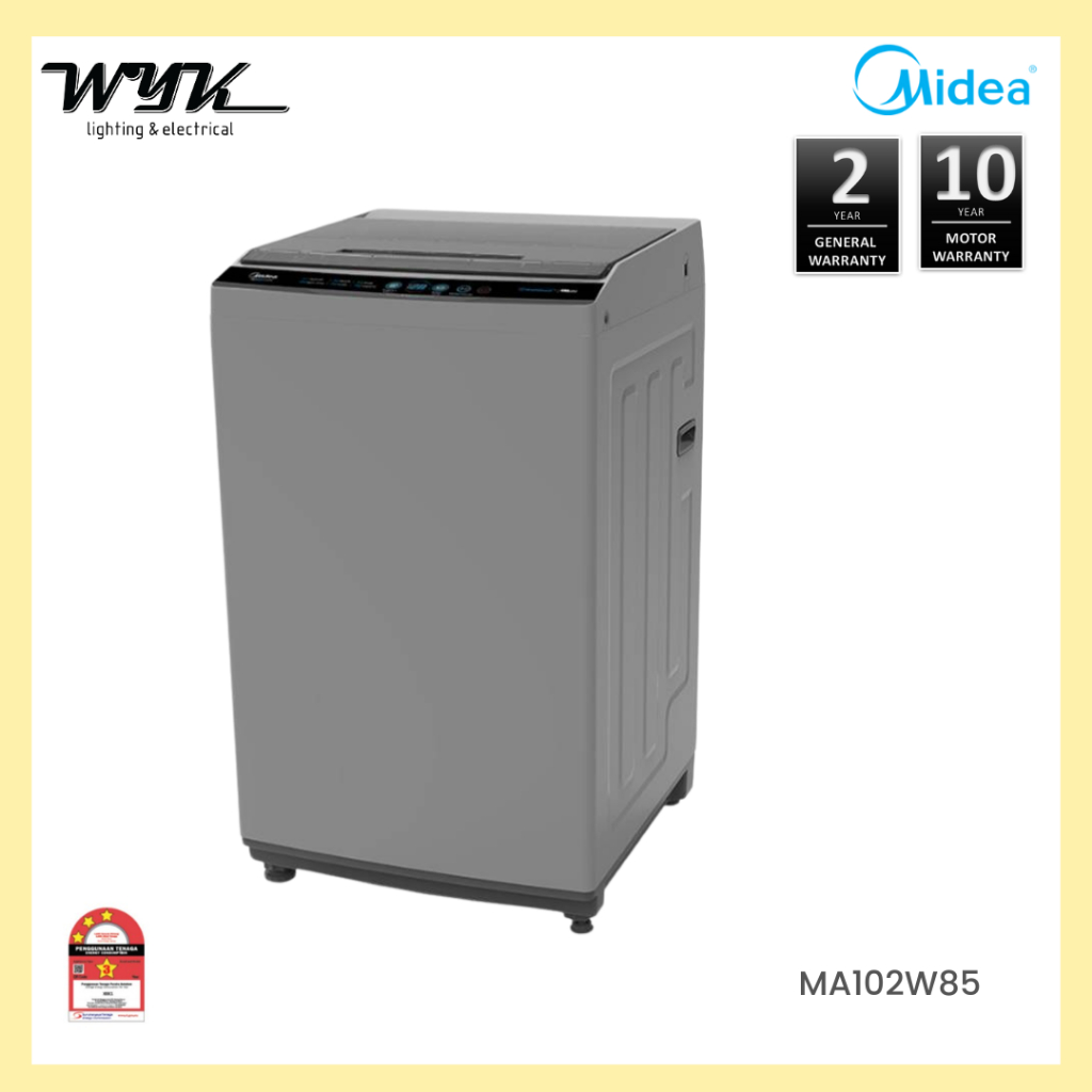 MIDEA 8.5KG FULLY AUTO WASHING MACHINE MA102W85 (LIGHT GREY) | Shopee ...