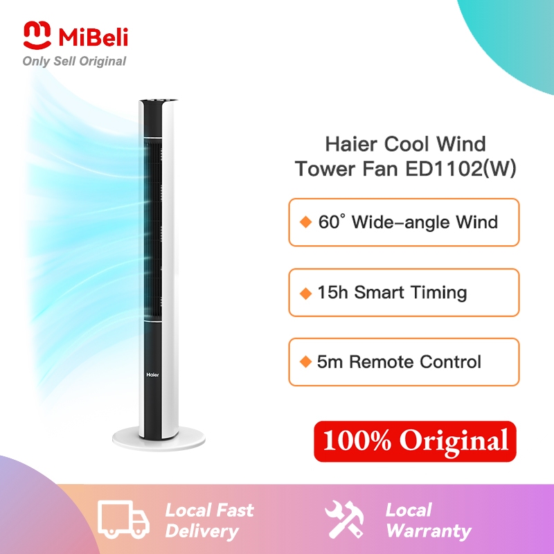 Haier Electric Tower Fan with LED Touch Control 15H Timer Cooling Stand ...