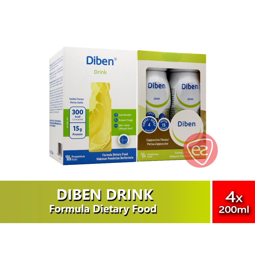Diben Drink 4X 200ml ( Vanilla / Cappuccino Flavour ) Formula Dietary ...