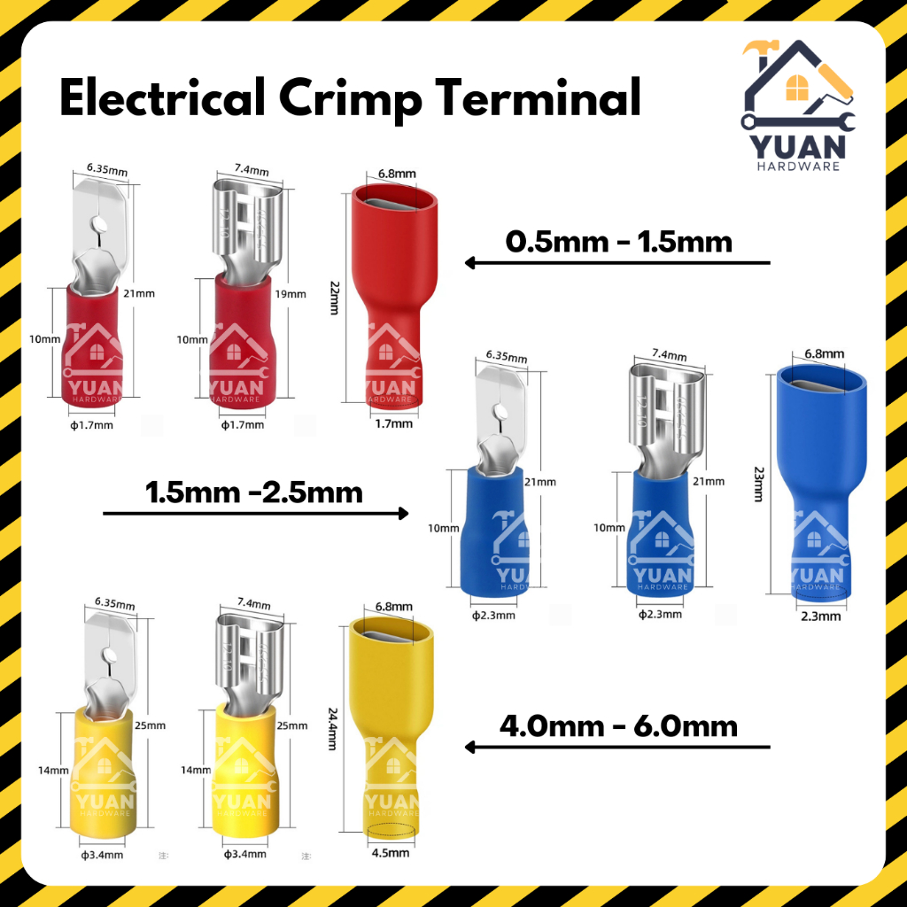 [10 pcs] Female/Male Insulated Spade Terminal Strip Connector 1.5mm 2 ...