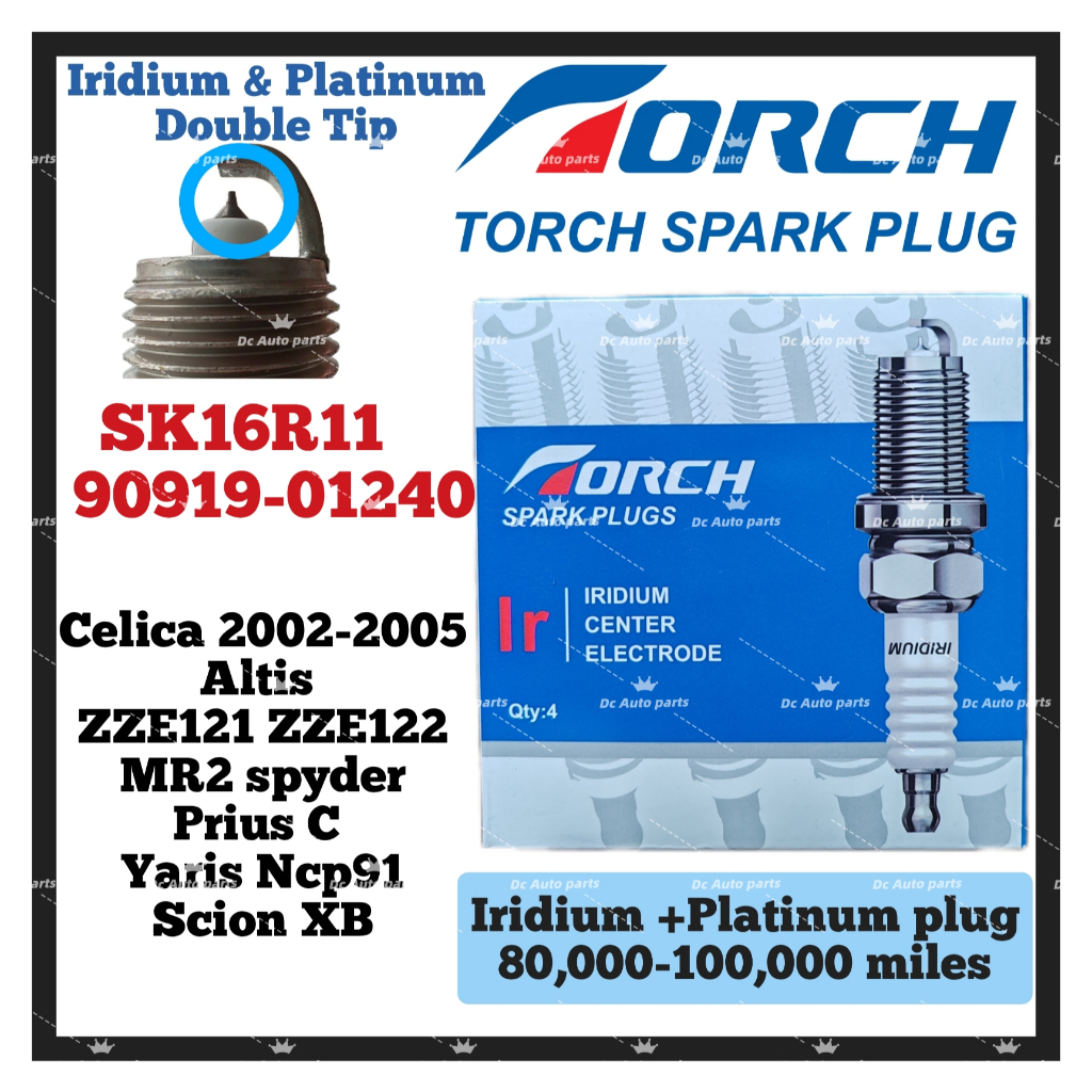 ORIGINAL TORCH IRIDIUM SPARK PLUG CELICA 02-05Y ALTIS ZZE121 ZZE122 MR2 ...