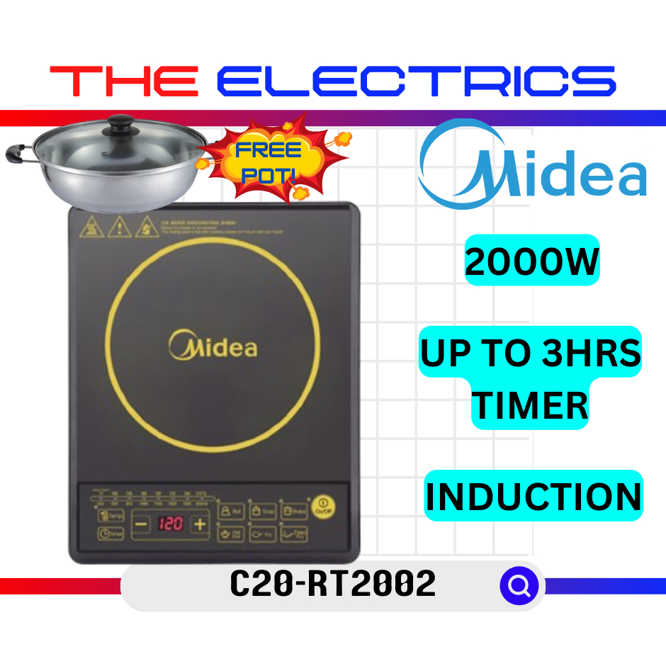 MIDEA 2000W GLASS PANEL INDUCTION COOKER WITH TOUCH CONTROL C20-RT2002 ...
