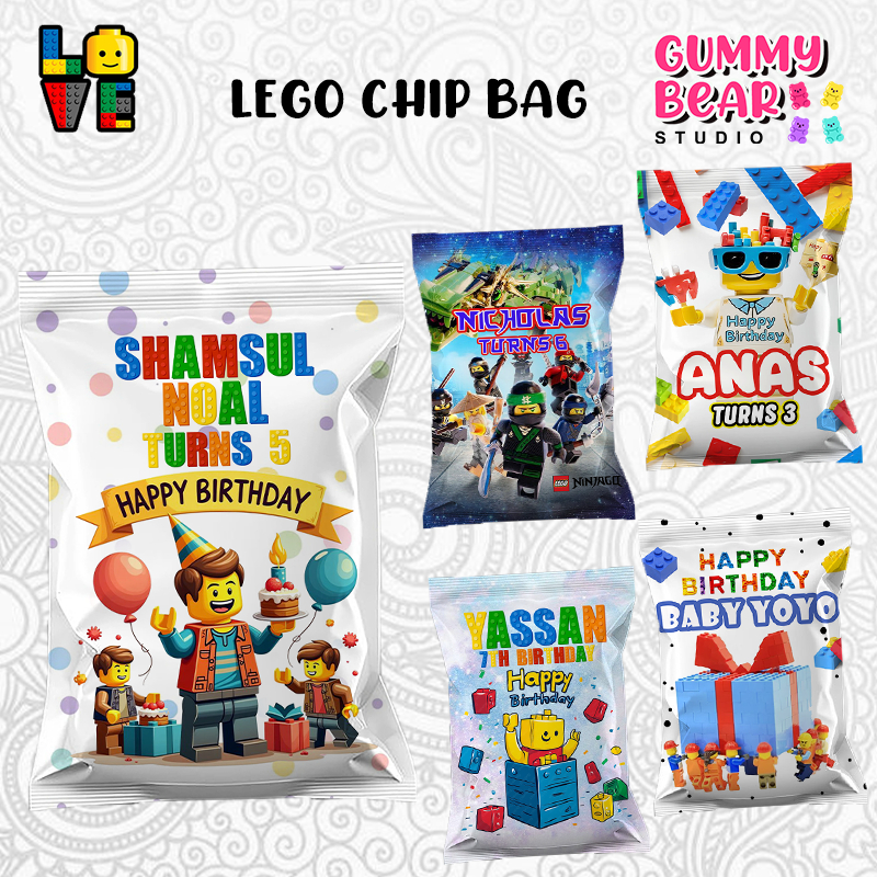 Siap 2 Hari Lego Party Chip Bag/Birthday Goodies Bag/Lego Goodies Bag ...